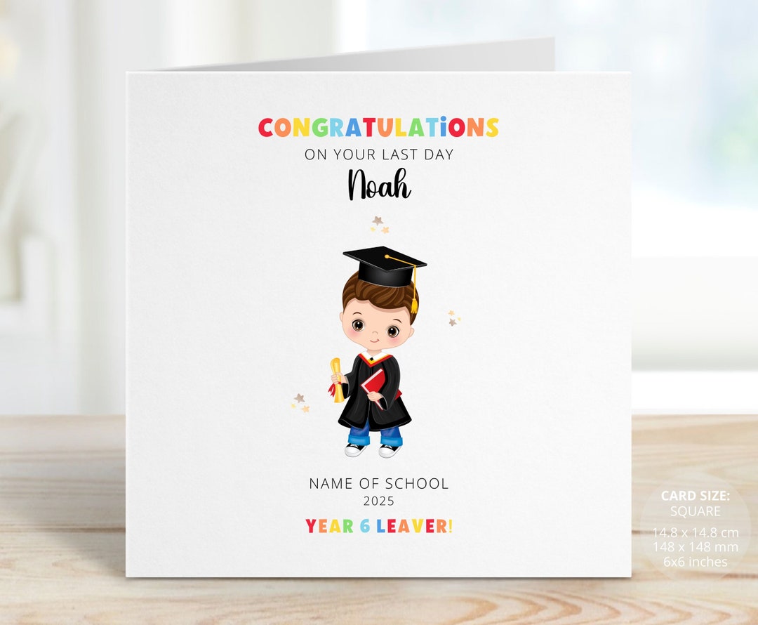 Personalised Boy Graduation Card, Son Graduation Gifts, Last Day of ...