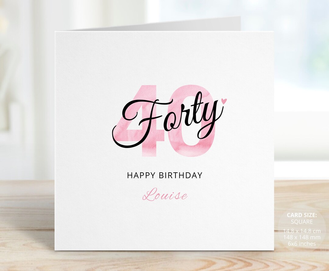 Personalised 40th Birthday Card for Her, Happy 40th Birthday Cards for ...