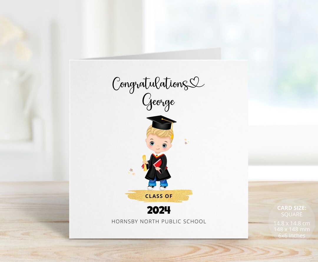 Personalised Boy Graduation Card, Son Graduation Gifts, Congratulations ...