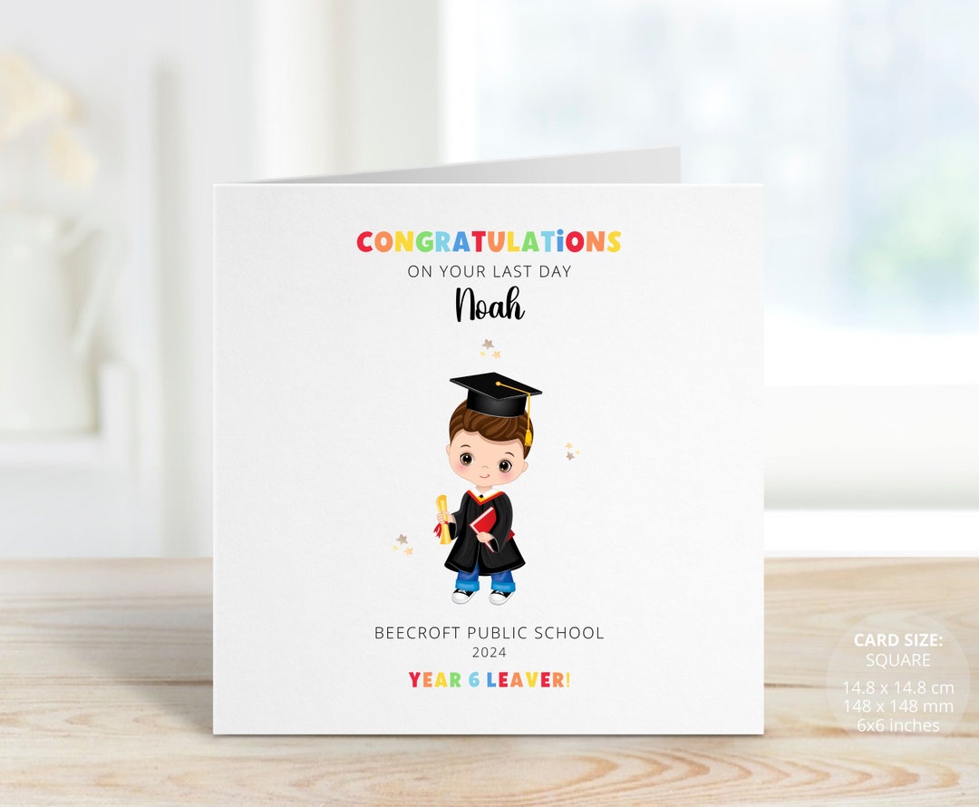 Personalised Boy Graduation Card Graduation Gifts Last Day of School ...