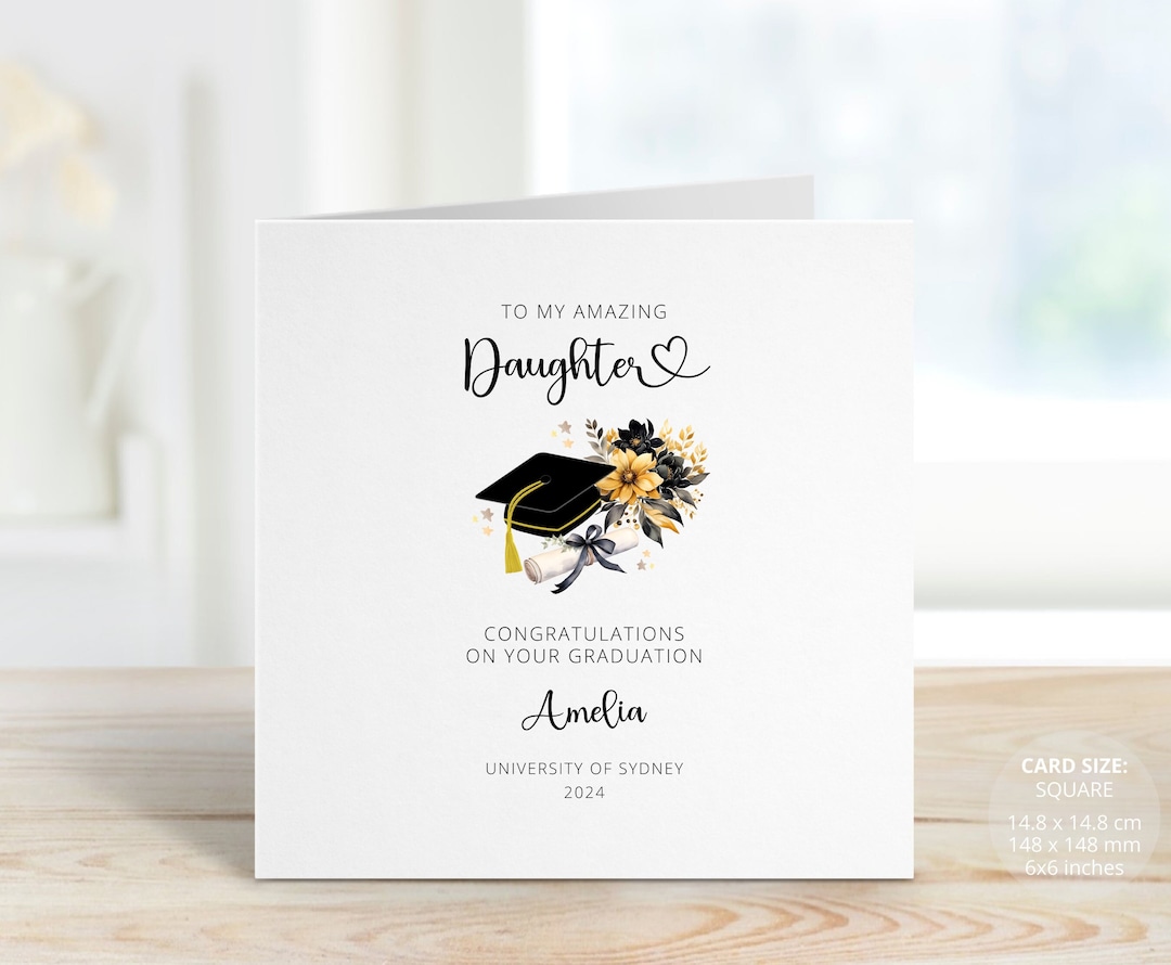 Personalised Daughter Graduation Card Cap & Scroll - Etsy