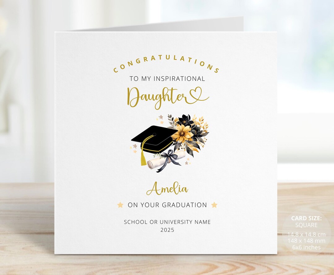 Congratulations Card With University Name, School Graduation Gift Card ...
