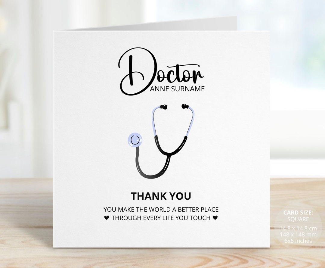 Doctor Thank You Card, Dr Thanks Gift, Personalized GP Medical Hospital ...