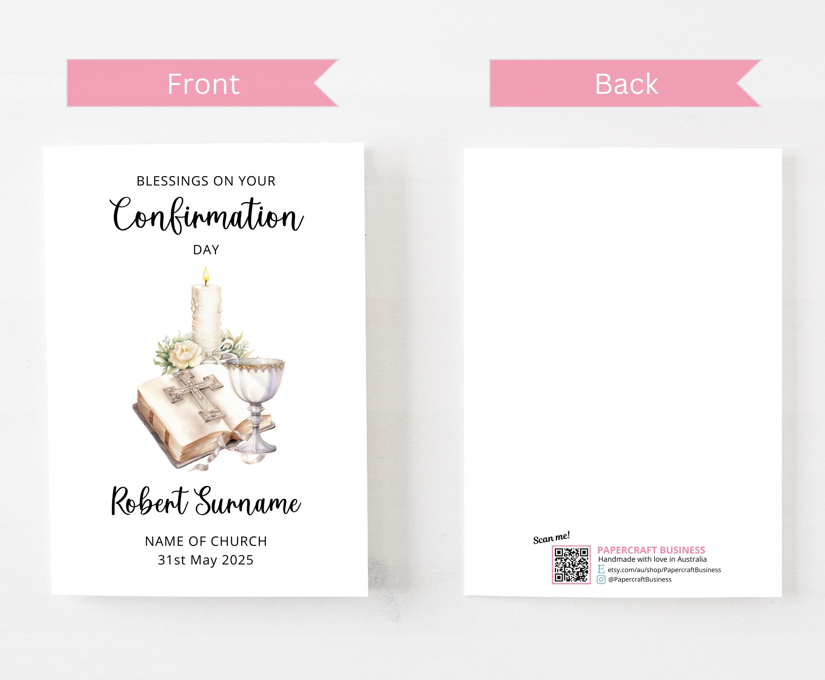 Confirmation Card for Boy or Girl, Personalised Confirmation Day Card ...