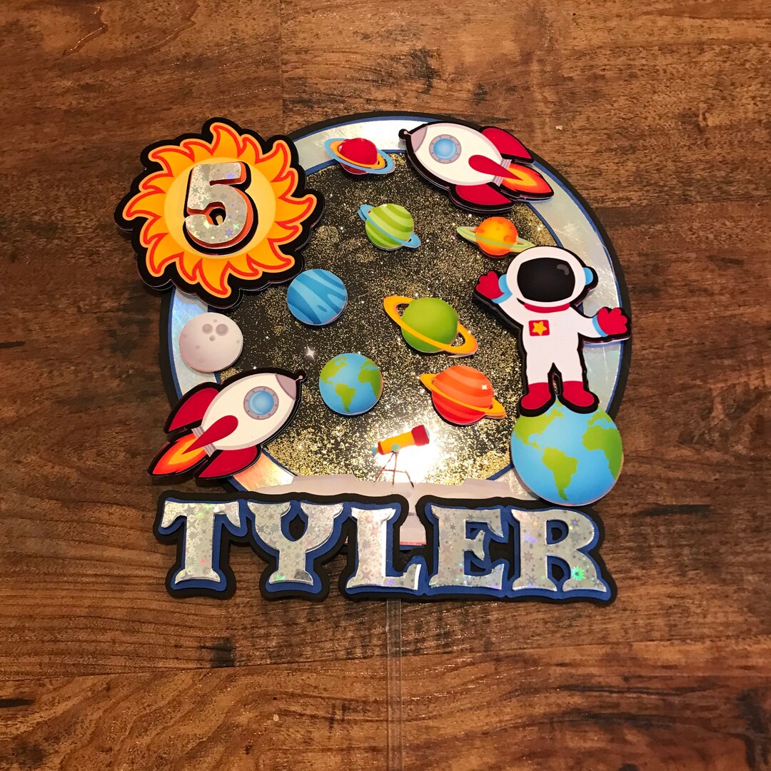 Astronaut Cake Topper, Rocket Party Decor, Montly Toppers, Outer Space ...