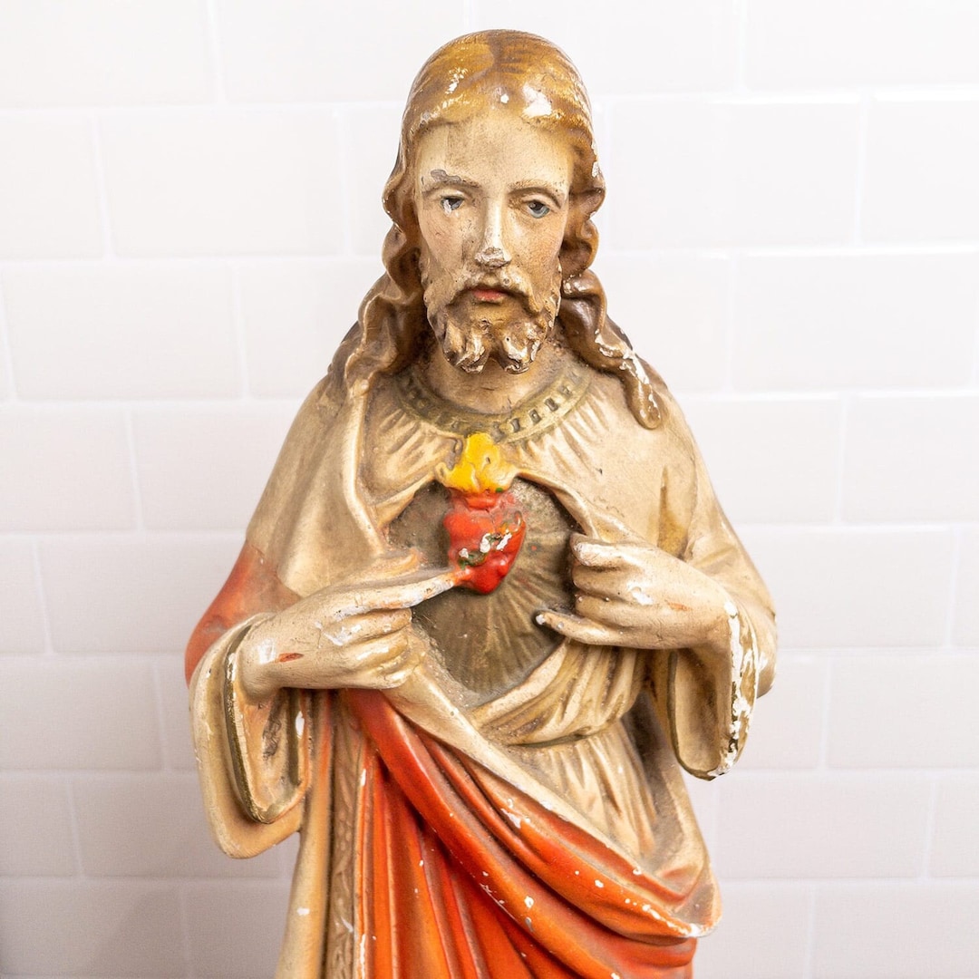 Vintage Chalkware Jesus Statue • 16 Inches Tall - Etsy