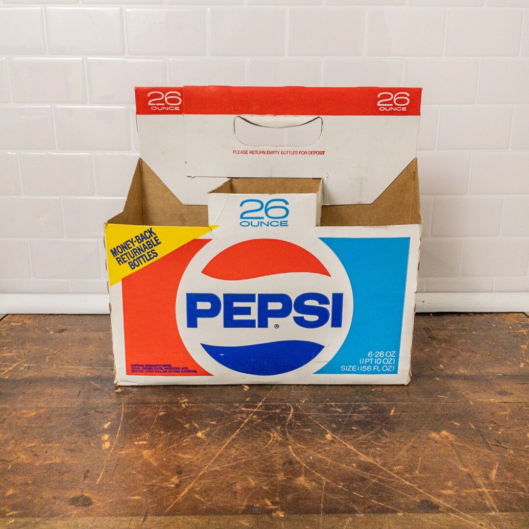 26oz Pepsi 6 Pack Holder Vintage Cardboard Bottle Holder for Oversized ...