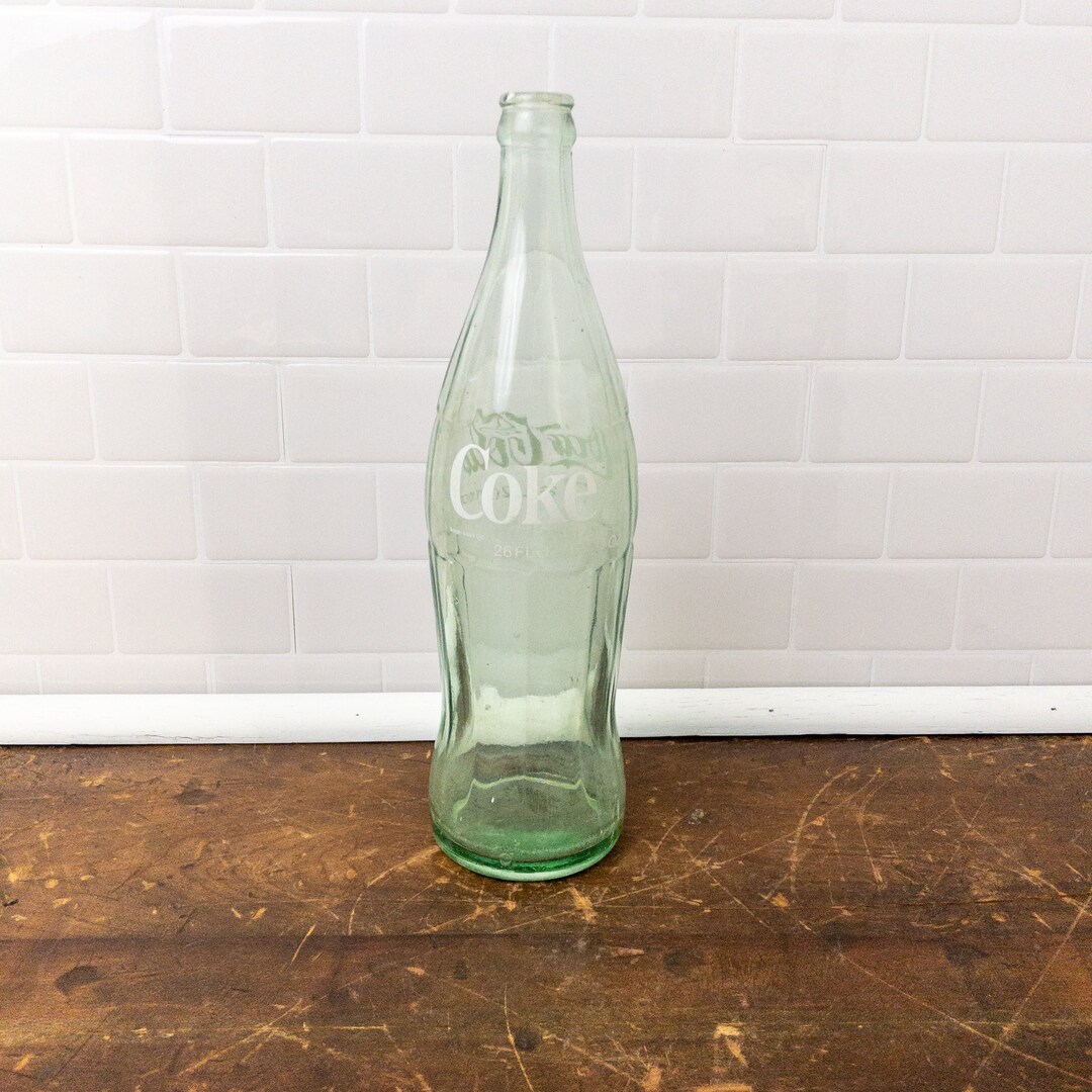 Vintage Extra Large Coca-cola Bottle 26oz Green Glass Coke - Etsy
