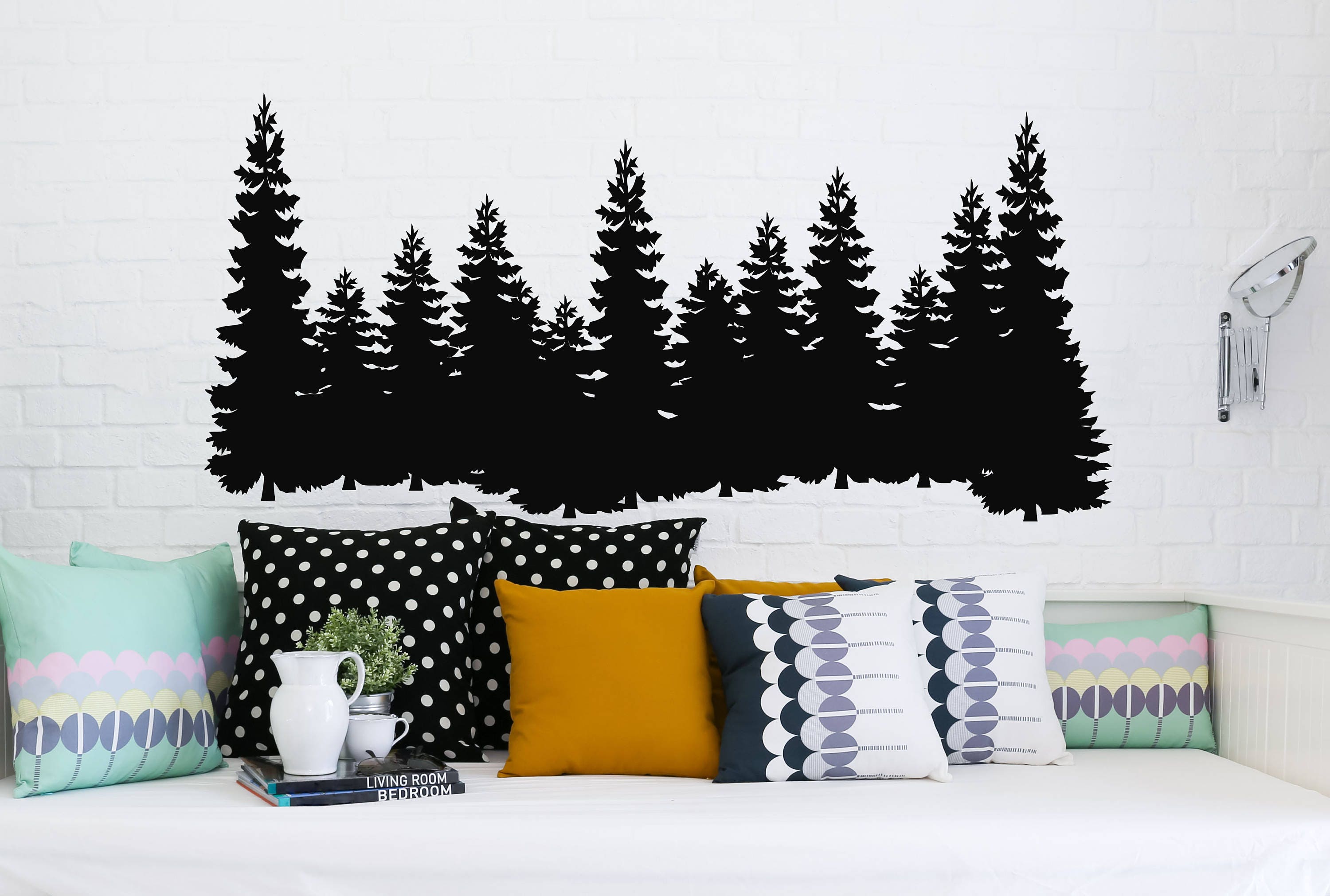 Pine Trees Wall Decal Forest Landscape Nature Vinyl Sticker Etsy