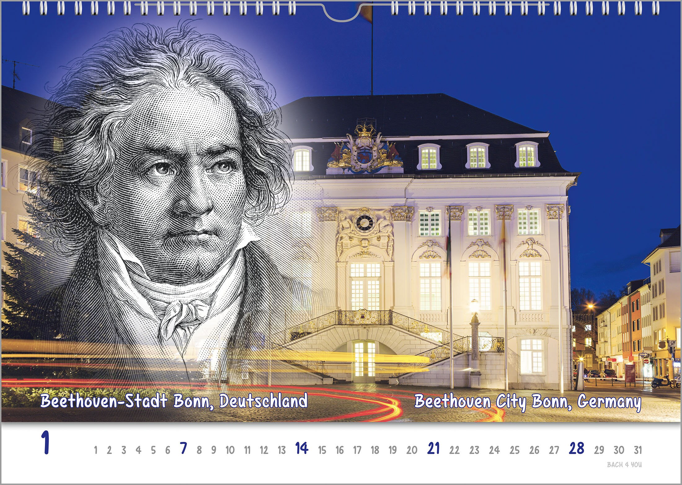 The Composers Calendar, a Music Calendar 2024: Composers, Cities, Blue ...