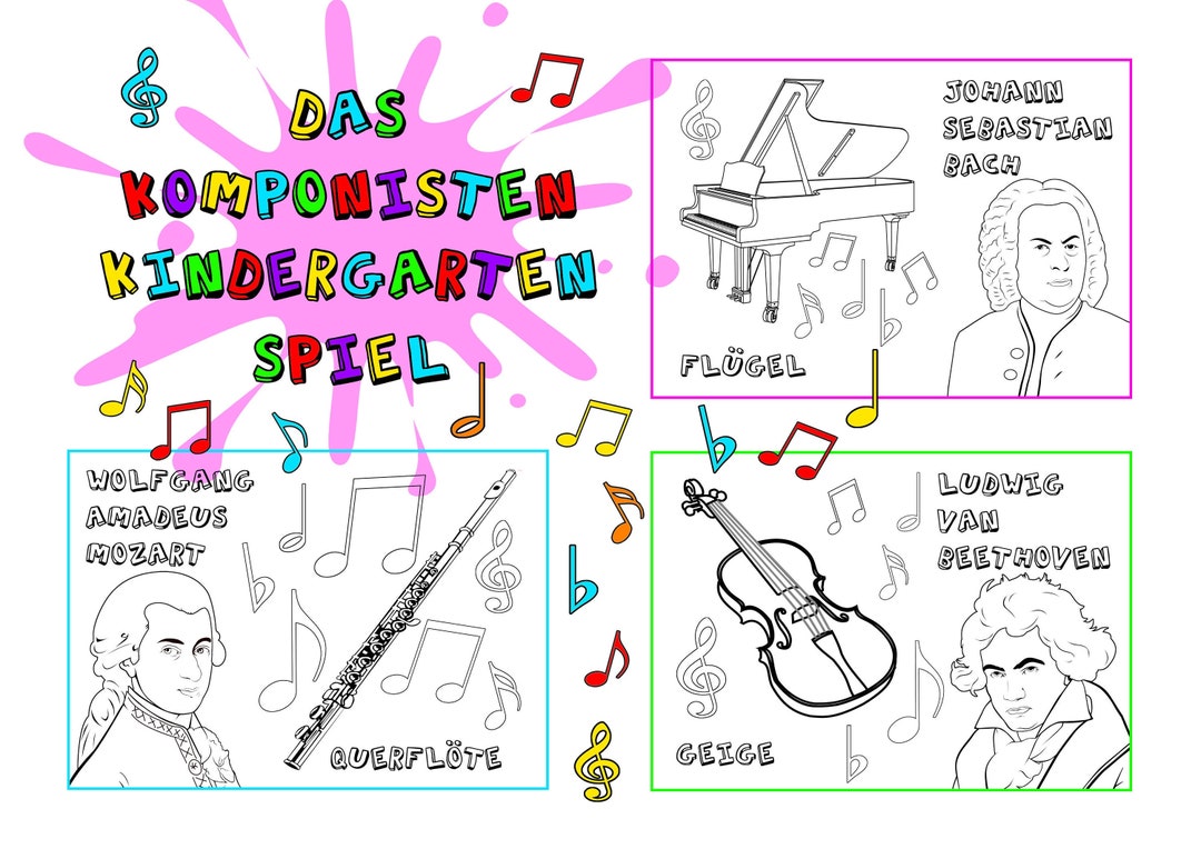 The Composers Kindergarten Game With Bach, Beethoven and Mozart - Etsy