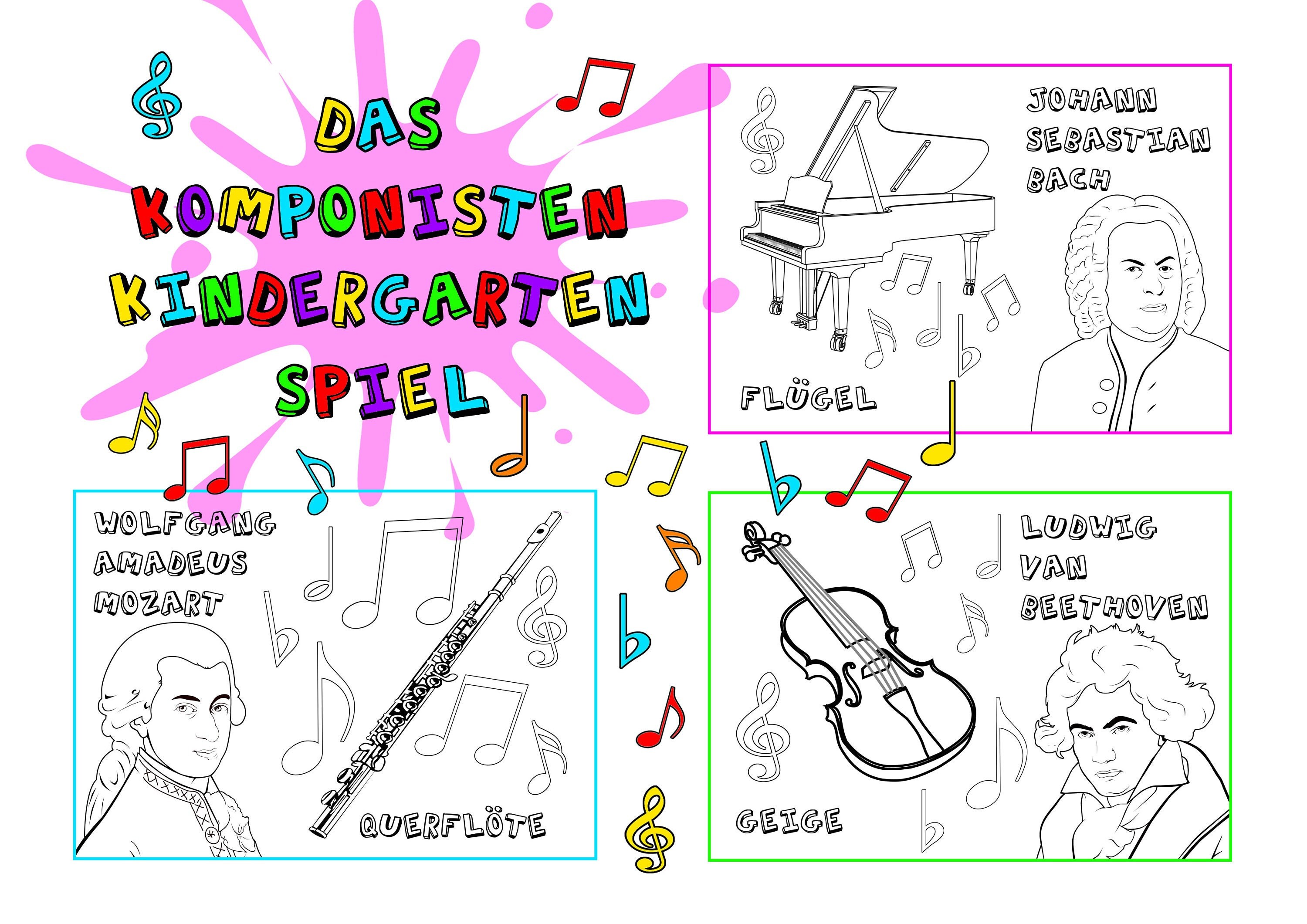 The Composers Kindergarten Game With Bach, Beethoven and Mozart - Etsy