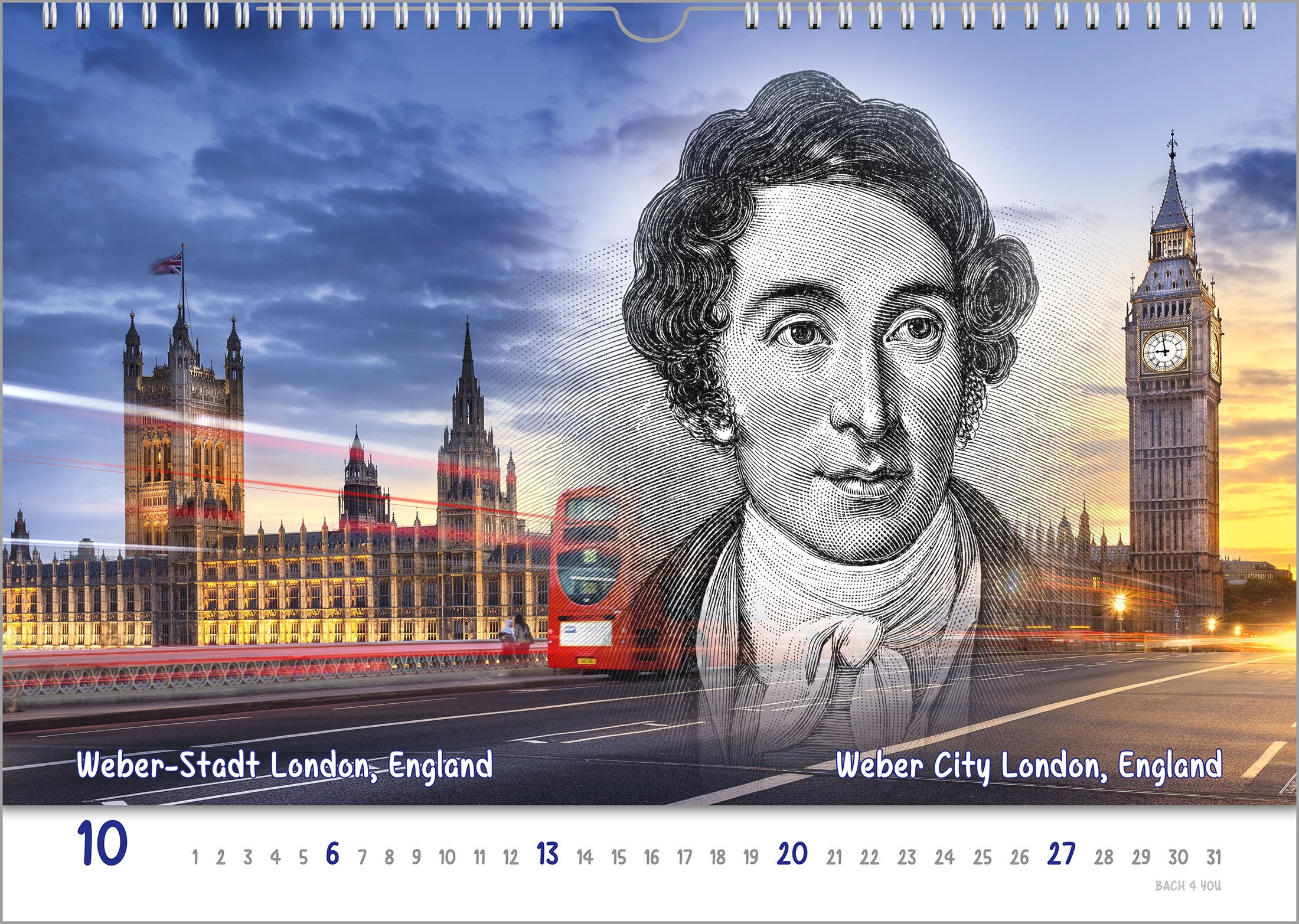 The Composers Calendar, a Music Calendar 2024: Composers, Cities, Blue ...