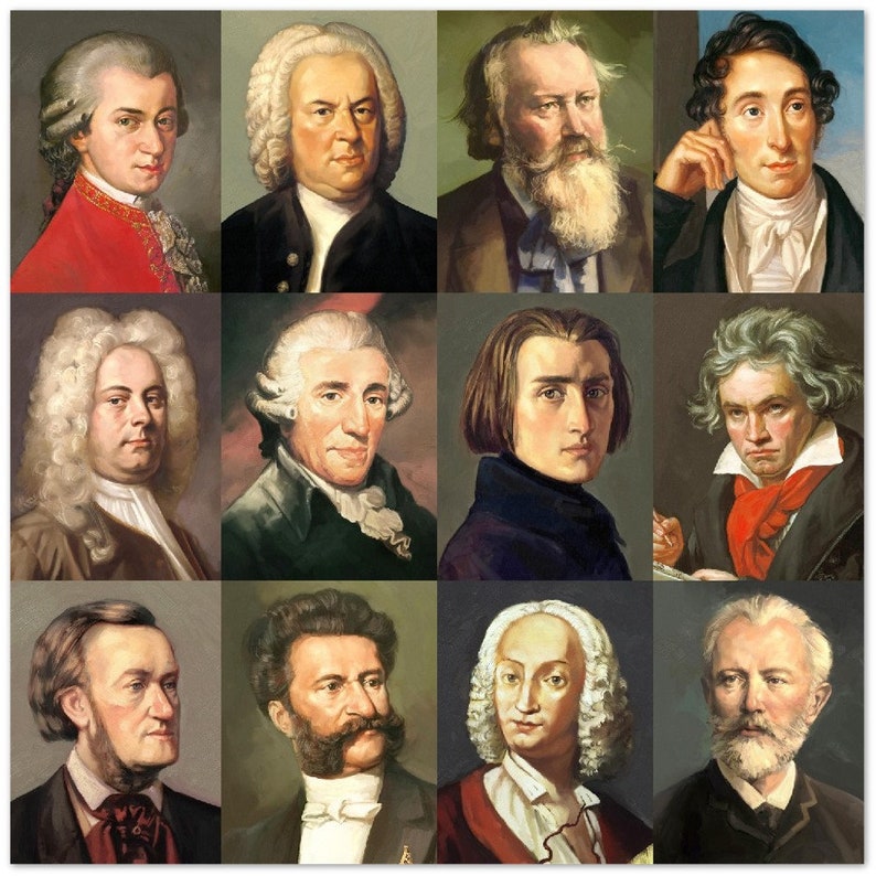 12 Classical Composers Portraits Poster - Etsy