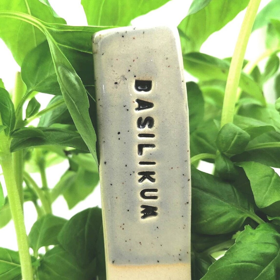 Basil Plant Marker, Herb Markers Ceramic, Garden Decor, Kitchen Garden ...