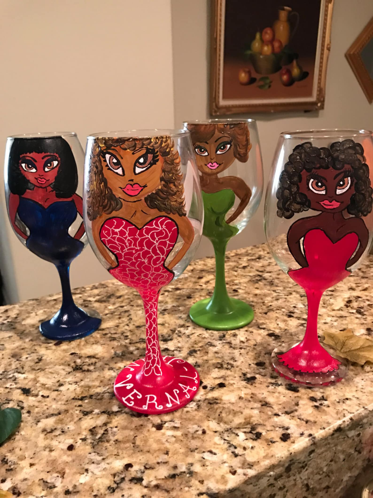 Hand Painted Glass Lady - Etsy