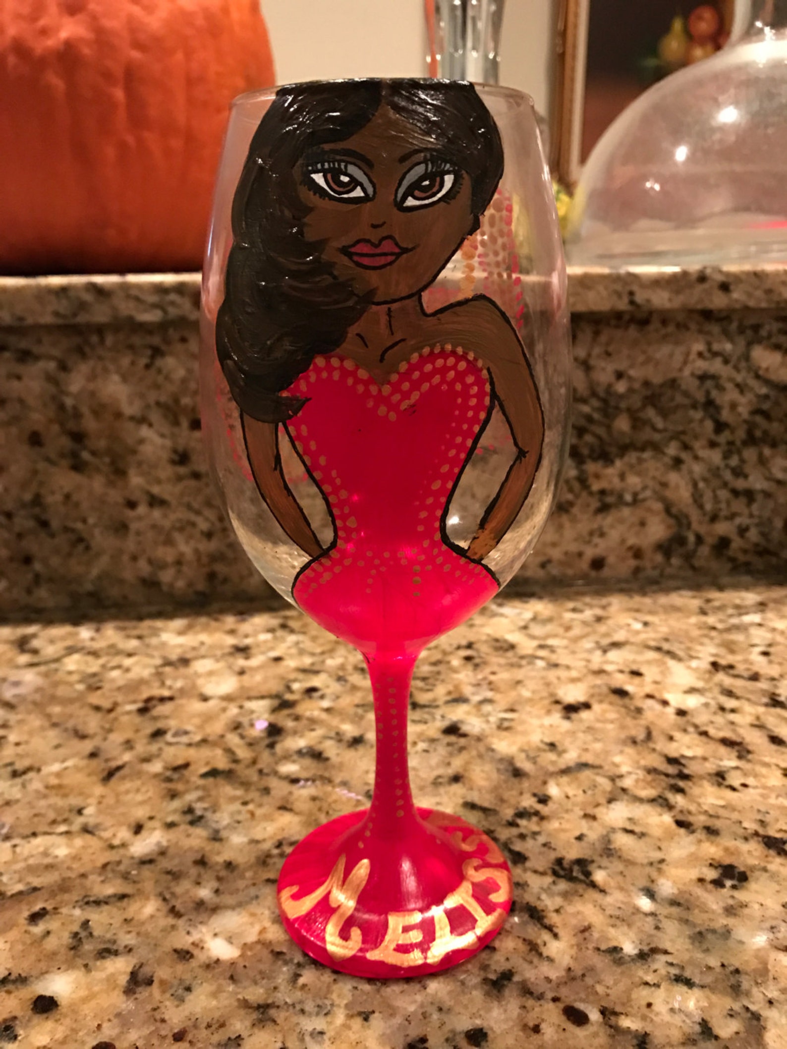 Hand Painted Glass Lady - Etsy