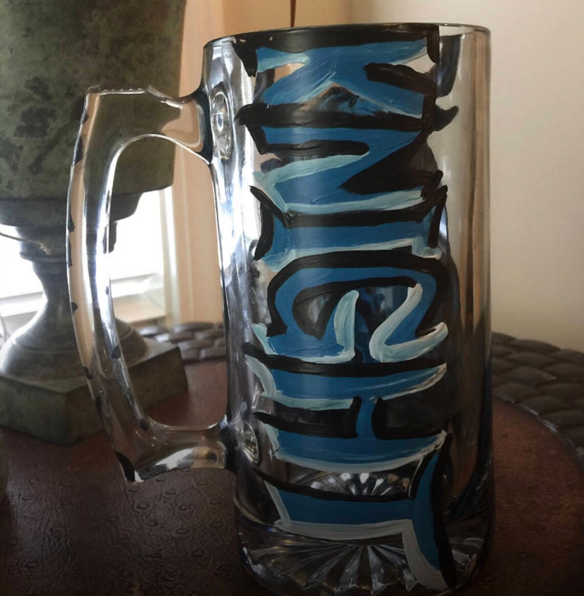 Blue Bull GLASS MUG Personalized Customized - Etsy