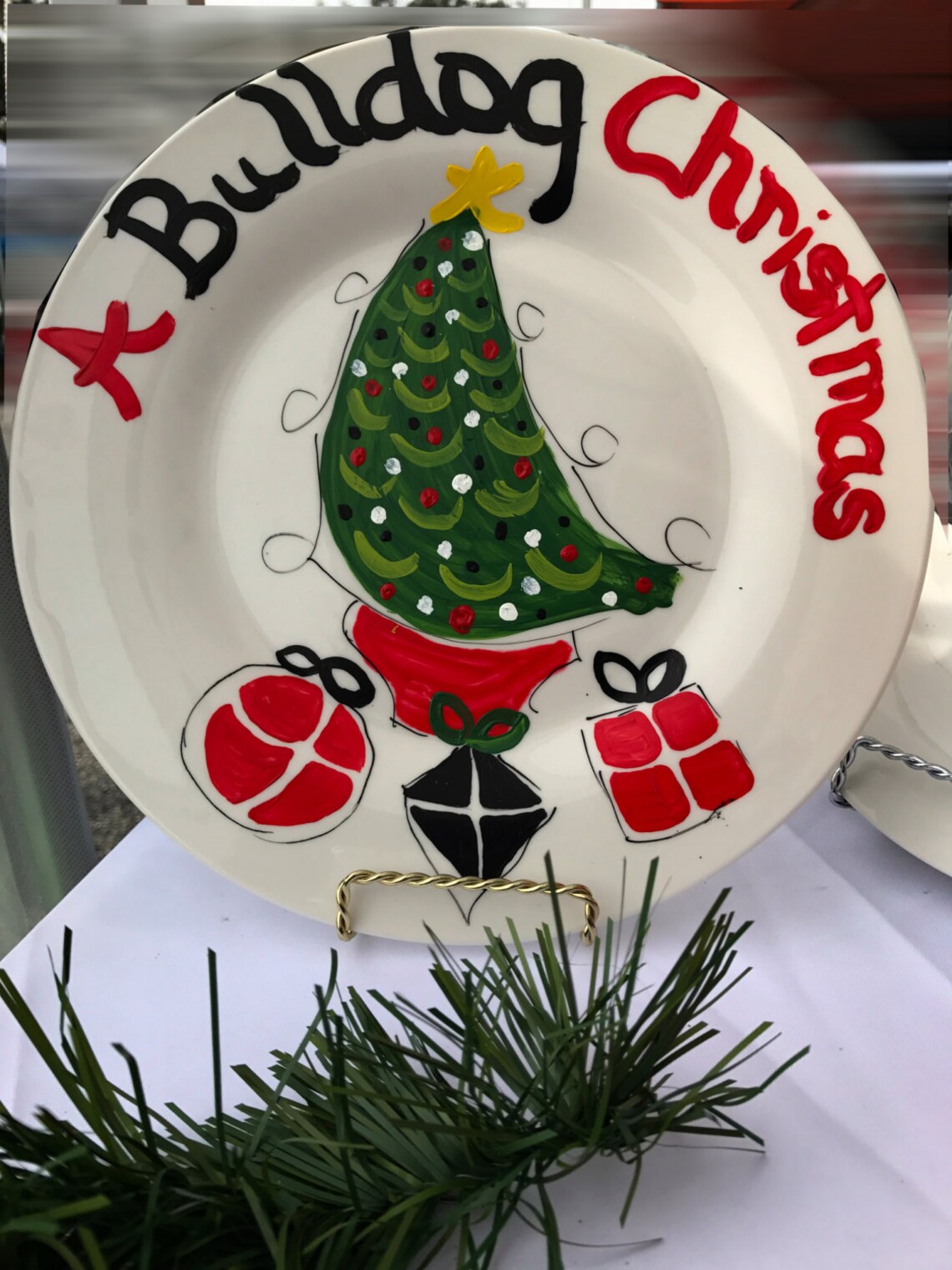 Georgia Bulldogs UGA Christmas Hand Painted CHRISTMAS Plate - Etsy