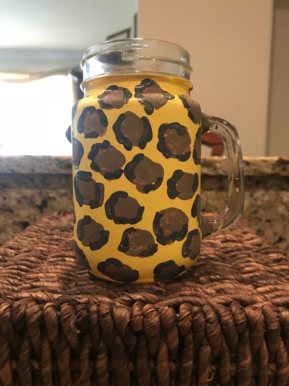 CHEETAH Print Mason Jar Mug Personalized | Etsy