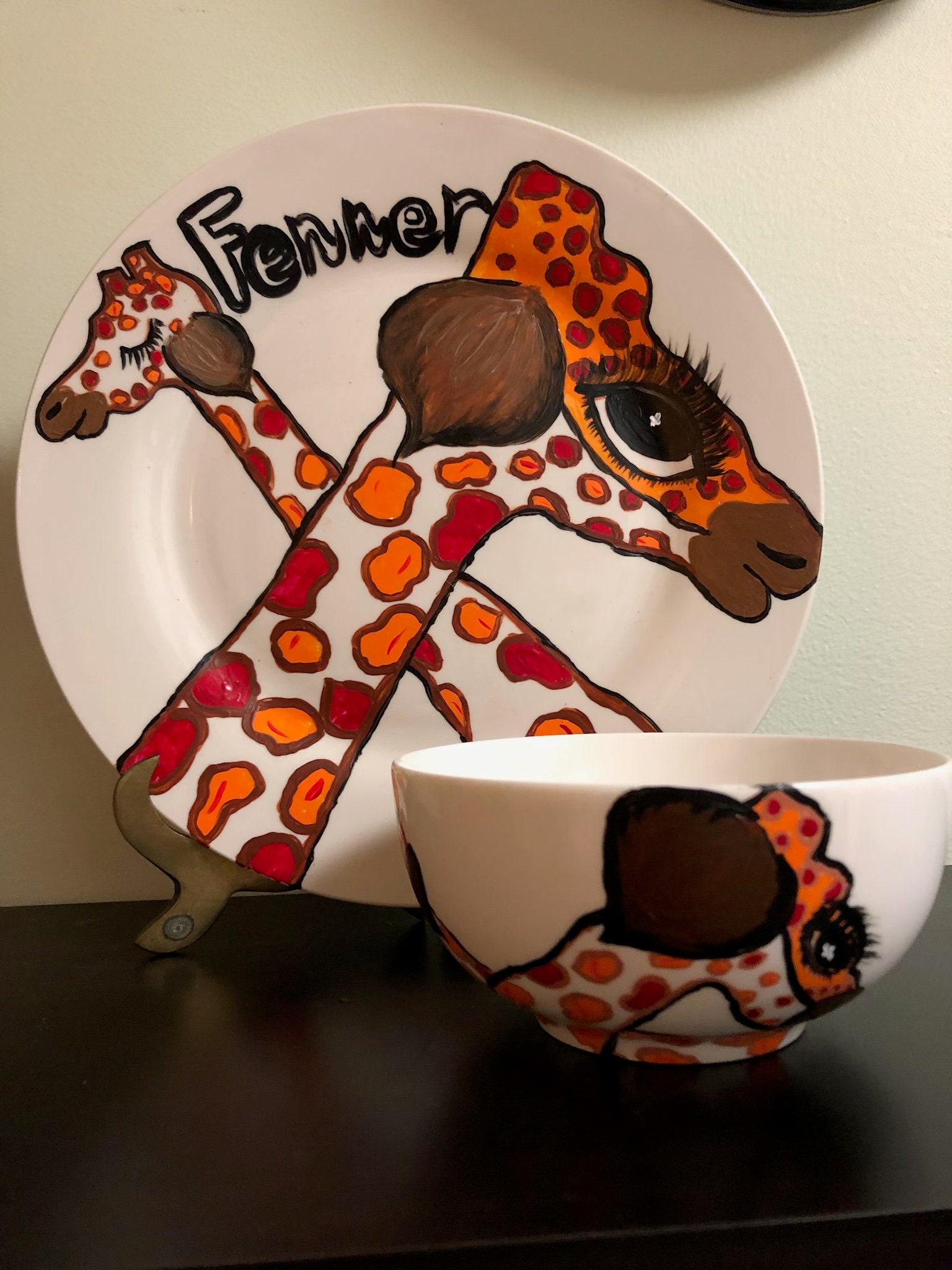 Giraffe Hand Painted Plate - Etsy