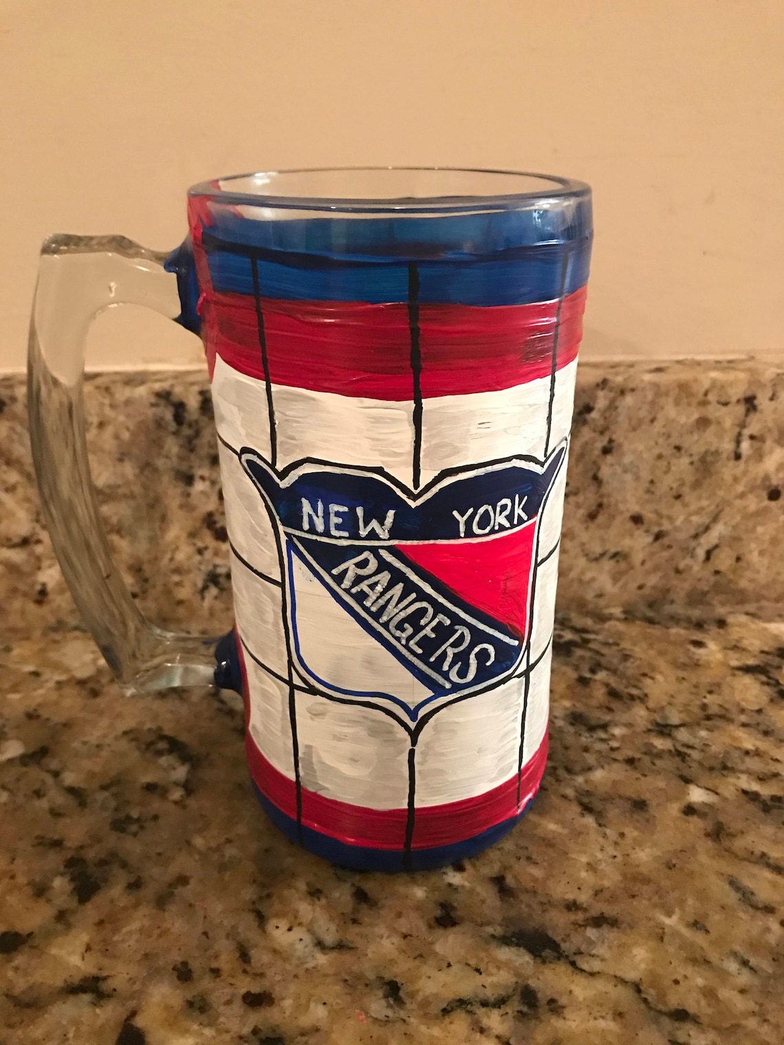 New York Rangers Hockey Painted Glass Mug SPORTS - Etsy