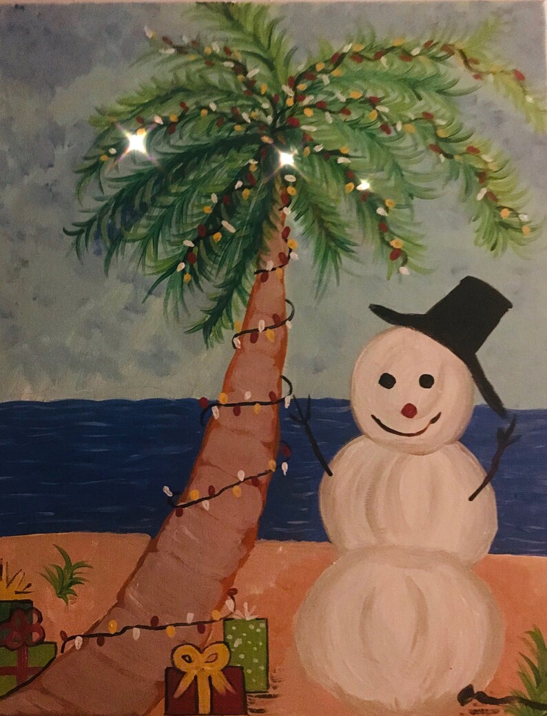 Christmas on the Beach Original Canvas Painting 16x20 - Etsy