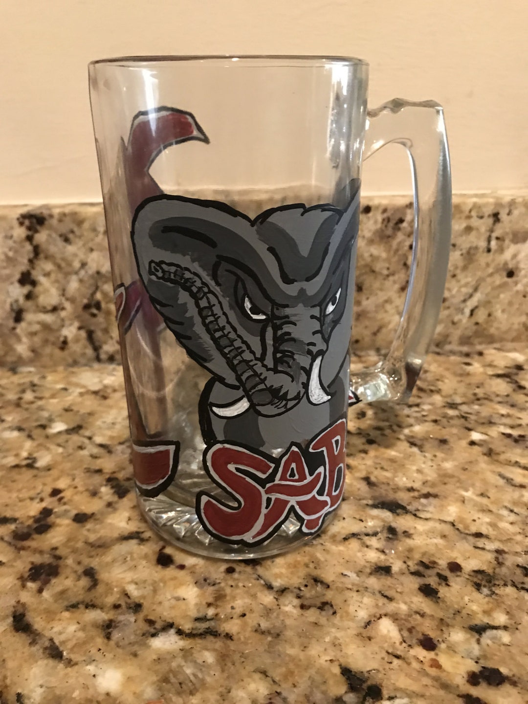 ALABAMA BAMA Roll Tide Glass Mug Personalized SPORTS - Etsy