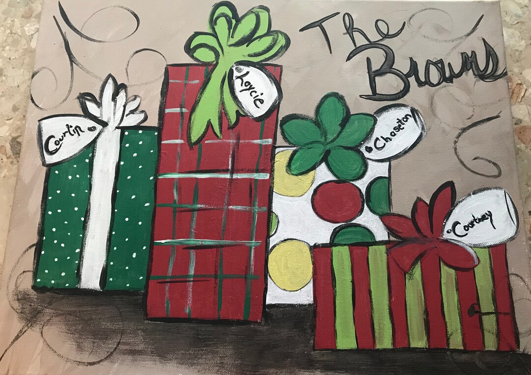 Personalized Christmas Presents Original Canvas Painting 16x20 - Etsy