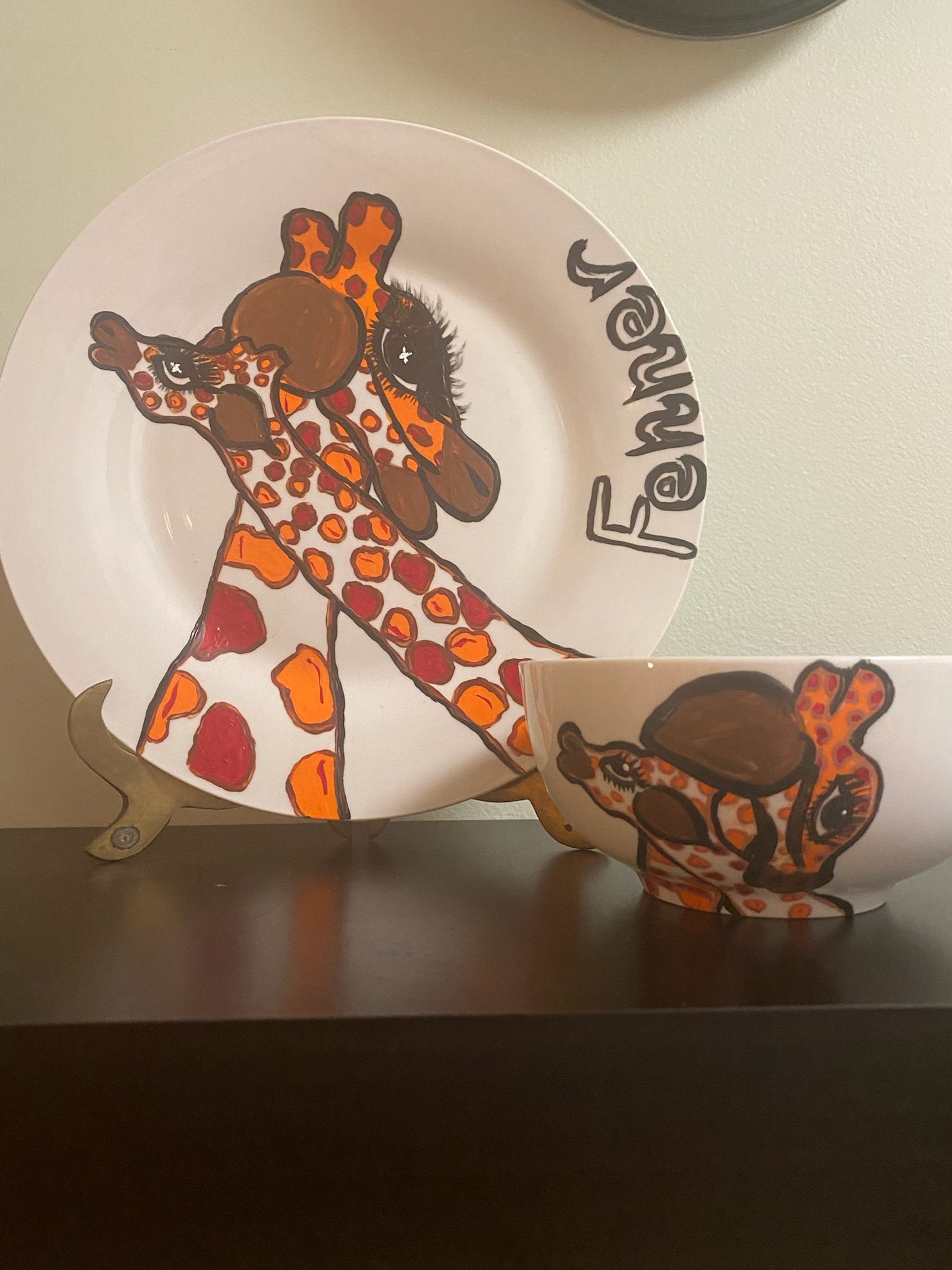 Giraffe Hand Painted Plate - Etsy