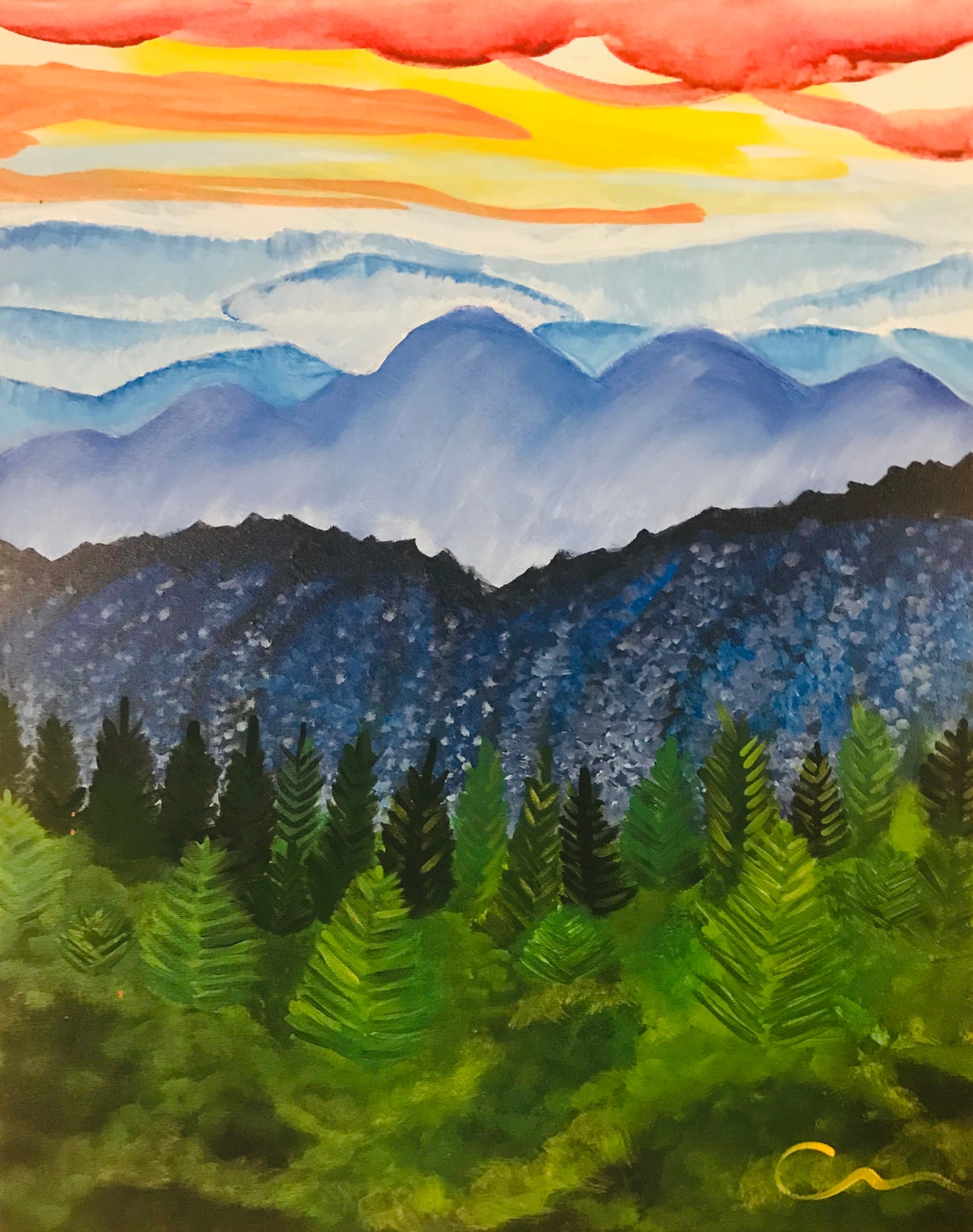 Georgia Blue Ridge Mountains Canvas Painting 16x20 - Etsy