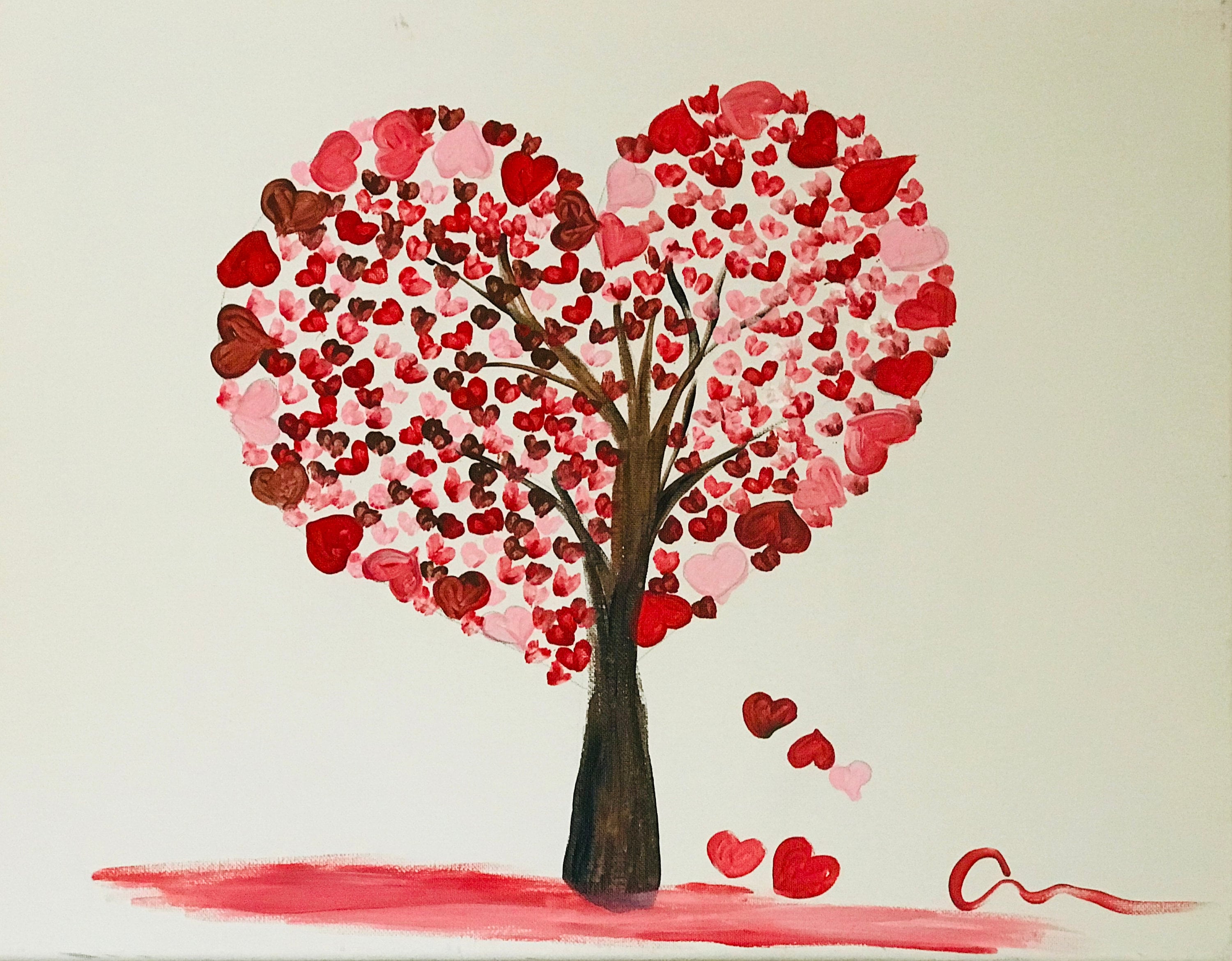 Abstract Heart Tree Paintings