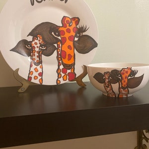 Giraffe Hand Painted Plate - Etsy