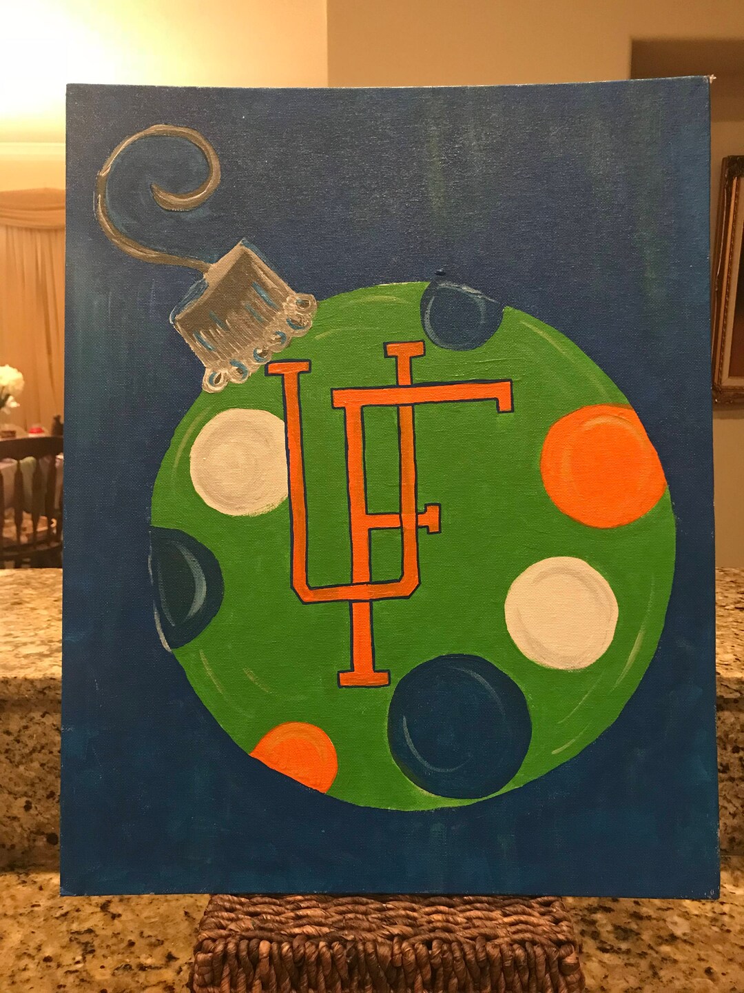 UF FLORIDA GATORS Christmas Ornament Hand Painted Canvas Orginal Art - Etsy