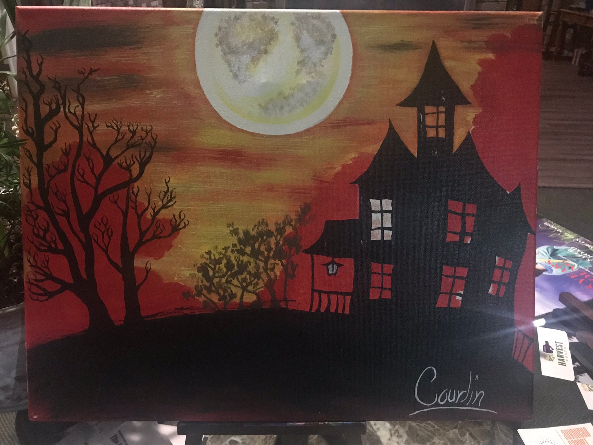 Haunted House Original Acrylic Canvas Painting 16x20 in Size - Etsy