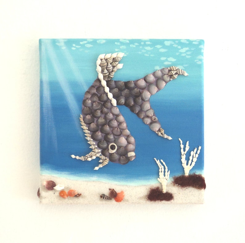 Fish in Seashell Mosaic Underwater Scene 3D Painting, Tropical Fish ...