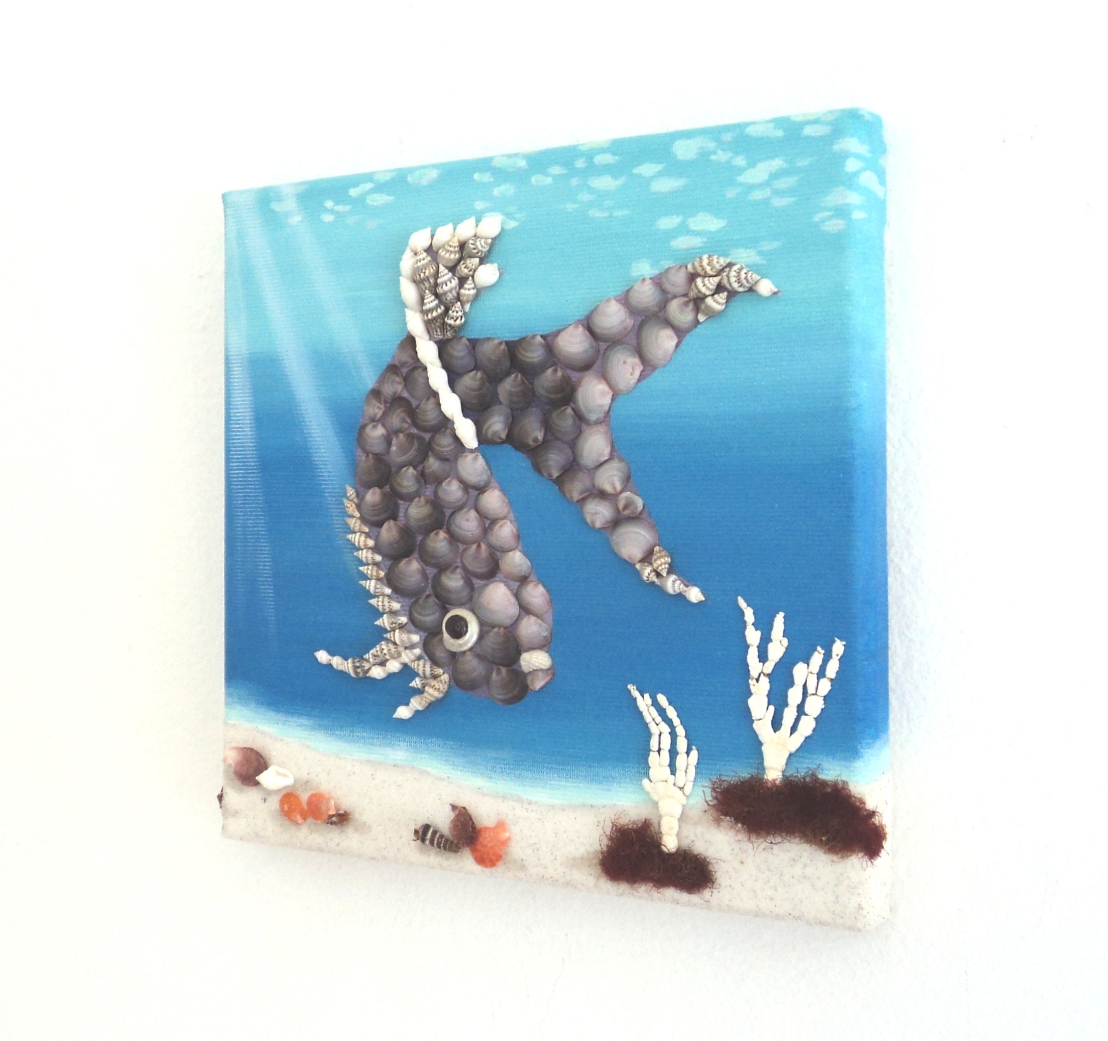 Fish in Seashell Mosaic Underwater Scene 3D Painting, Tropical Fish ...