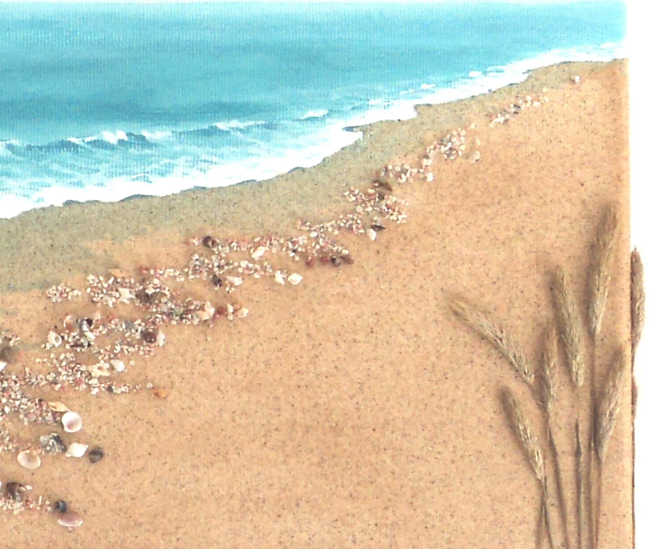 Girl Picking Seashells in Seashell Mosaic 3D Wall Art, Painting of Girl ...