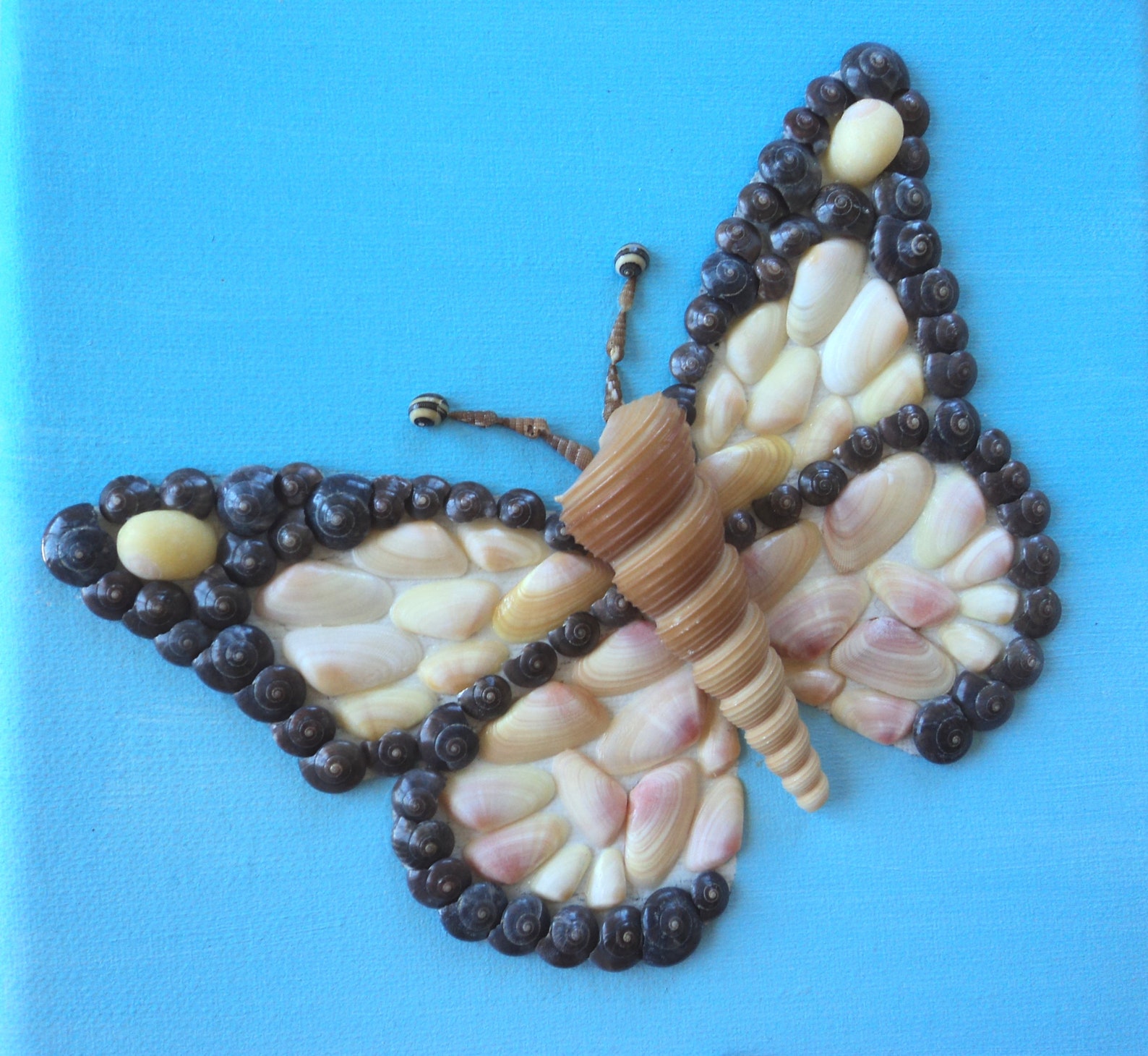 Butterflies in Seashell Mosaic Wall Art, 3D Butterflies Painting ...
