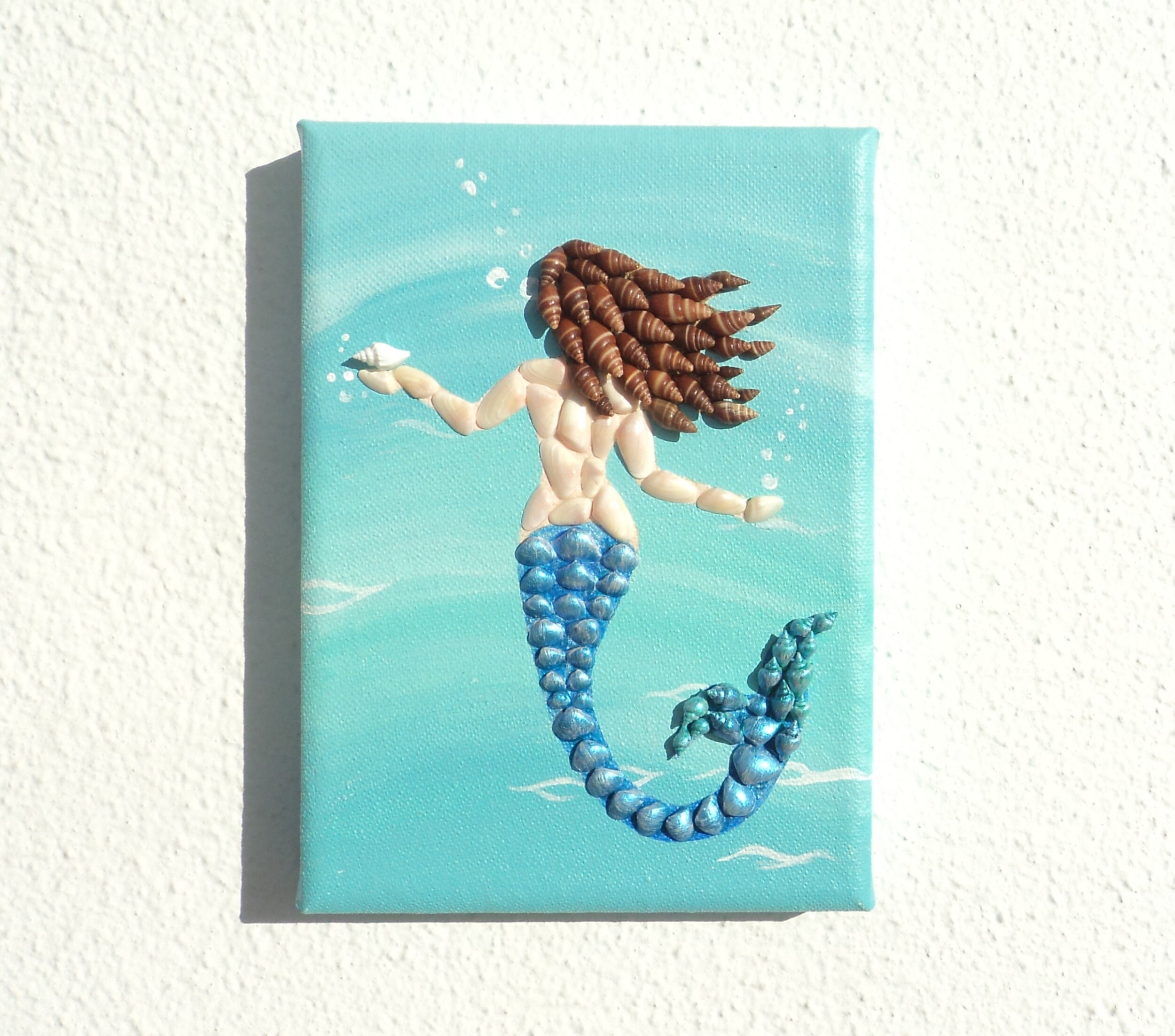 Mermaid in Sea in 3D Seashell Mosaic Wall Art Mermaid Ariel | Etsy