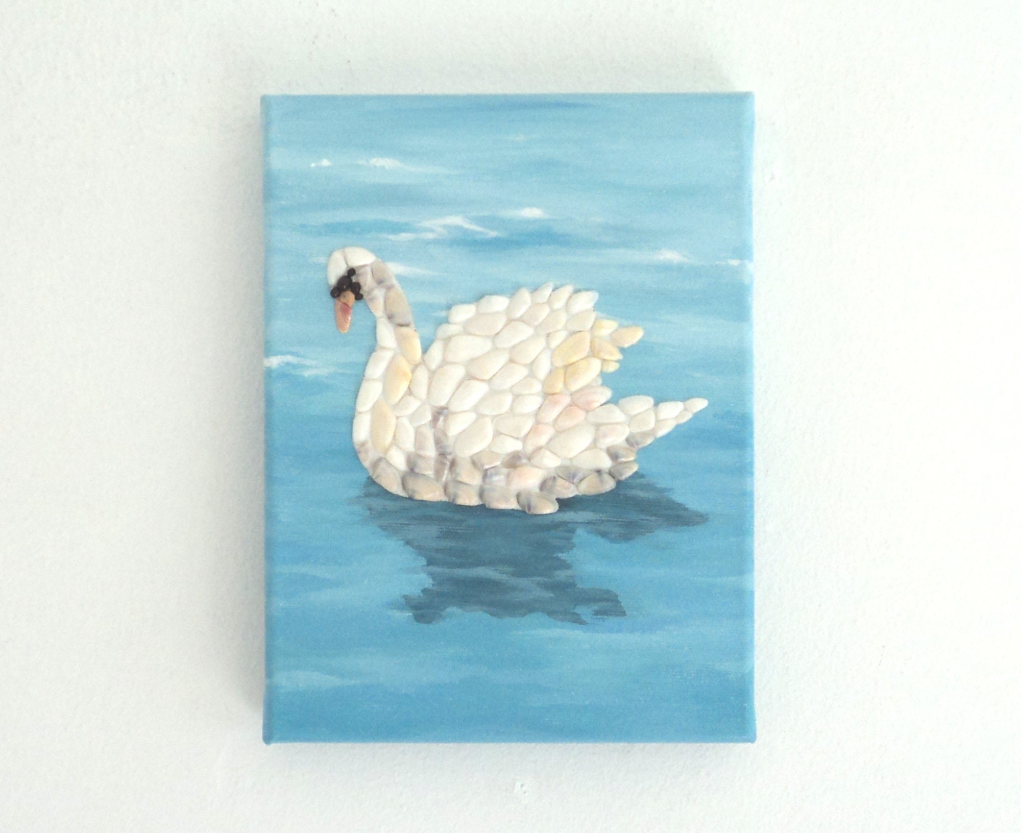 Swan in Seashell Mosaic Wall Art, 3D Swan Painting, Swan in Water ...
