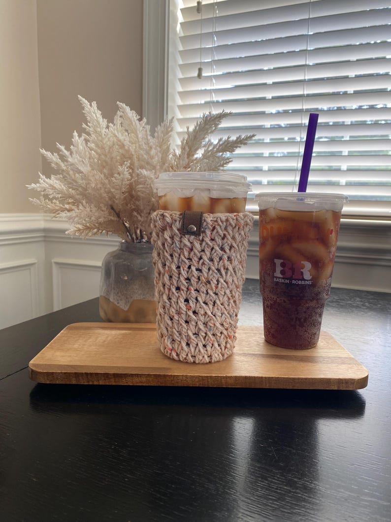 Handmade Extra Large Cold Drink Cozy | Dunkin Donuts Iced Coffee | Cold ...