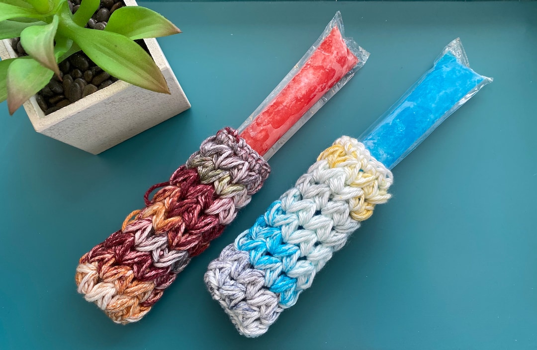 Handmade Freeze Pop Cozy | SET OF TWO | Crochet Ice Pop Sleeve | Frozen ...