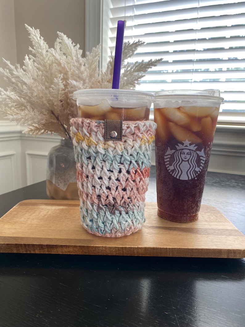 Handmade Extra Large Cold Drink Cozy | Dunkin Donuts Iced Coffee | Cold ...