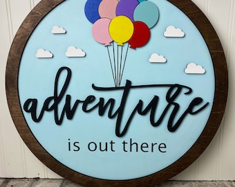 Disney Inspired up Movie Custom Adventure is Out There Rustic Wood Sign ...