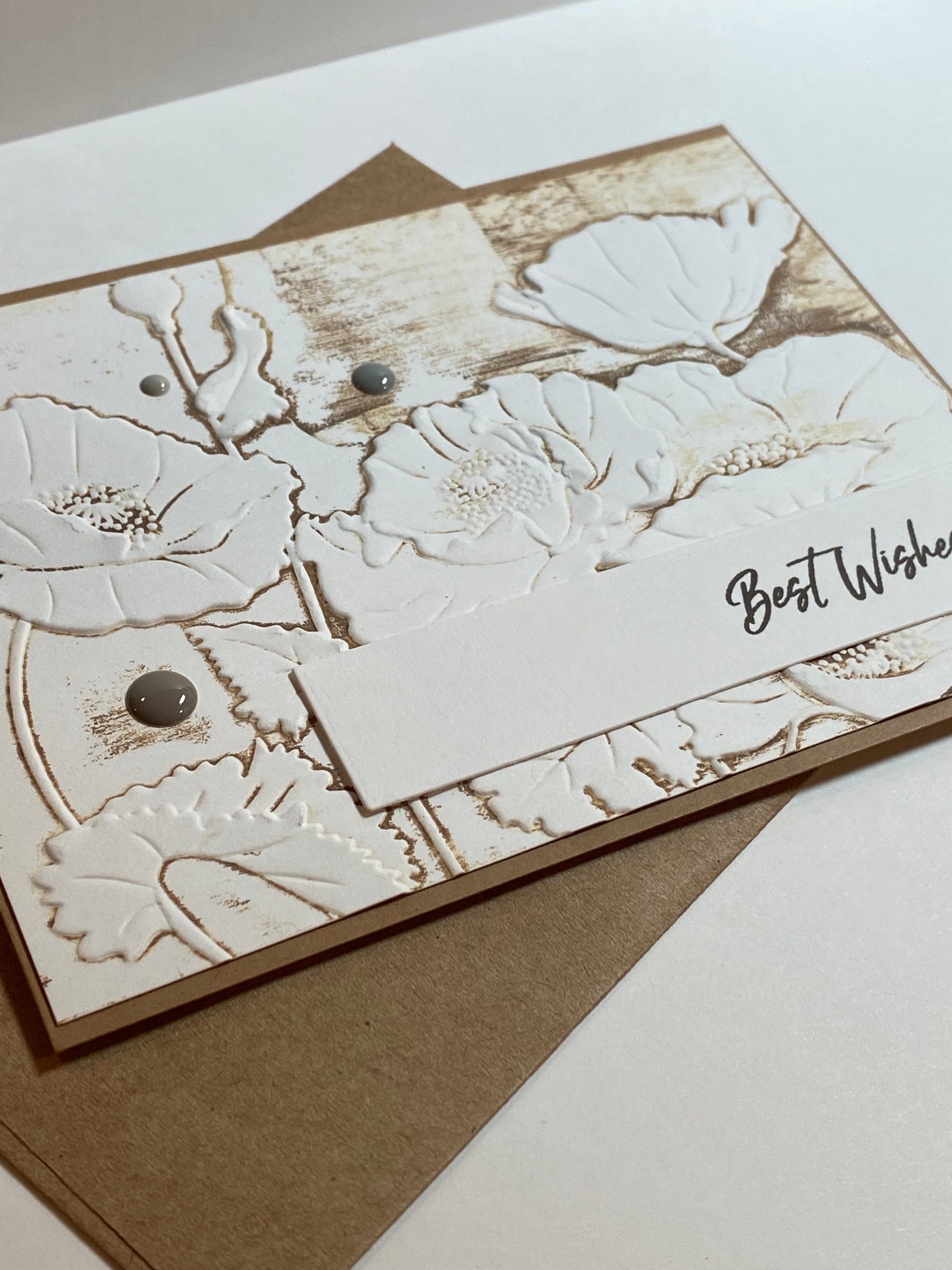Best Wishes Embossed Handmade Greeting Card - Etsy
