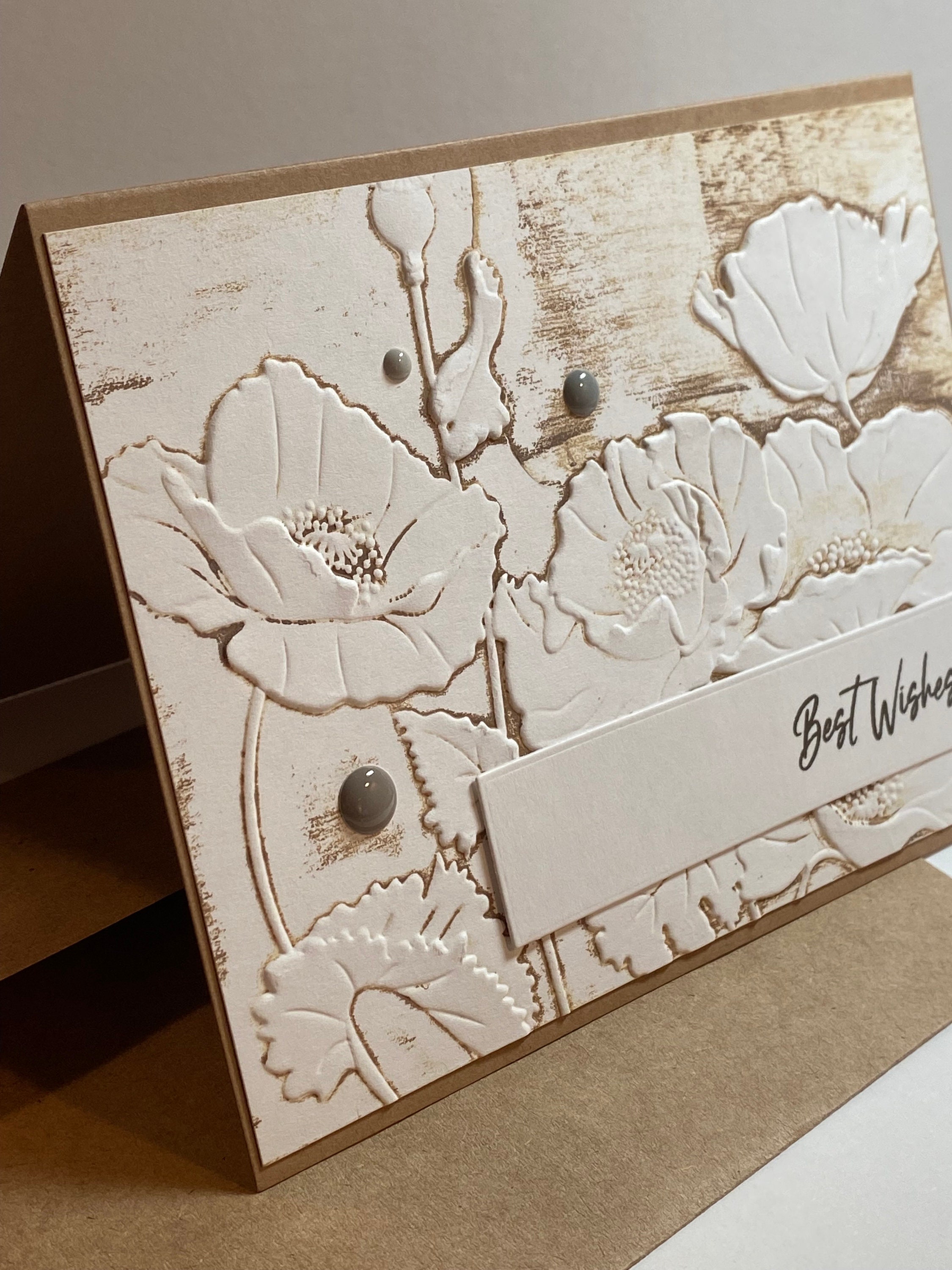 Best Wishes Embossed Handmade Greeting Card - Etsy