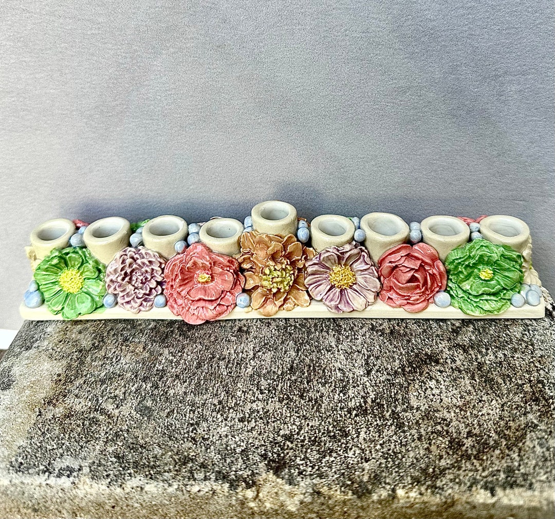 Tabletop Flower Bouquet Hanukkah Menorah - Etsy