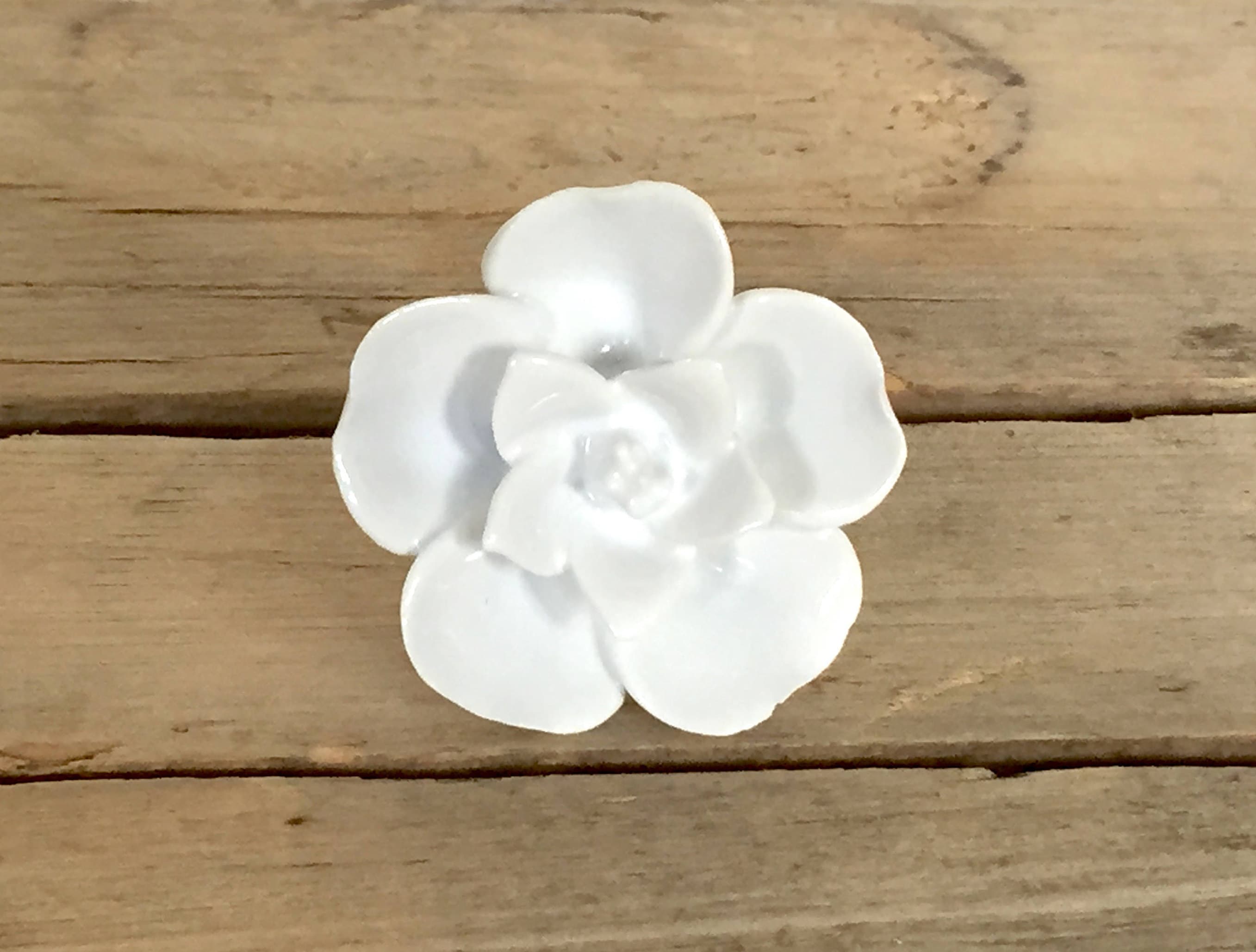 Sculpted White Ceramic Flower Knob