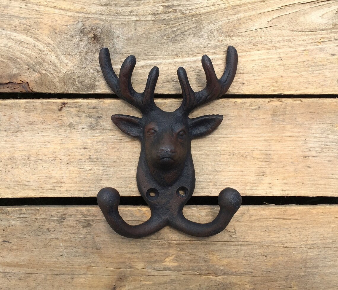 Rustic Deer Wall Hook Cast Iron Deer Wall Double Hook Deer - Etsy Canada